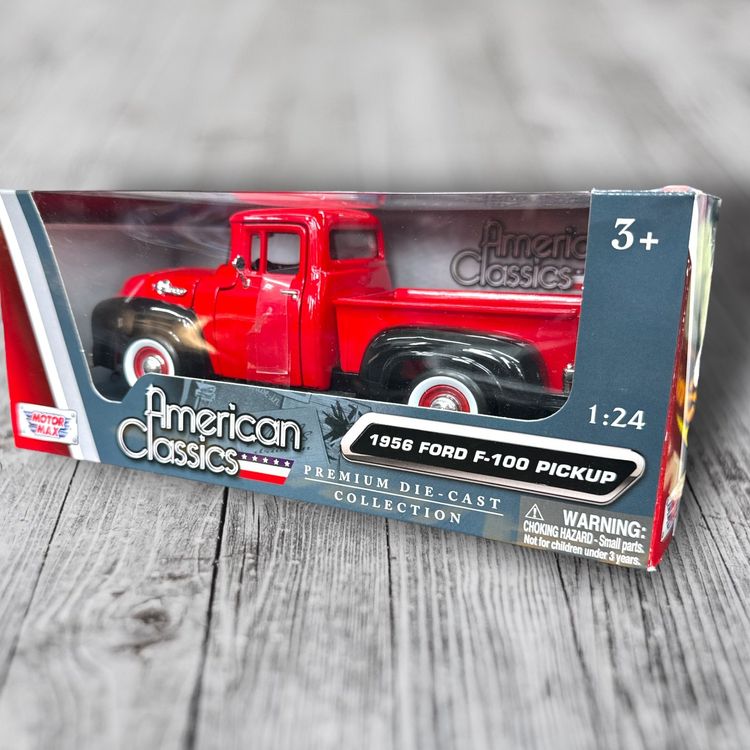 Modellauto 1:24 1956 Ford F 100 Pickup Red–OVP–US-Oldtimer (Neu und originalverpackt) in Aarburg ...