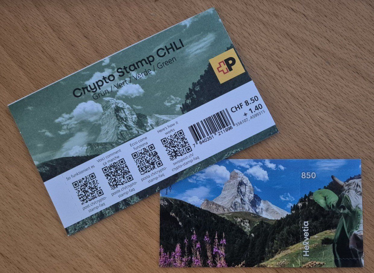Swiss Crypto Stamp CHLI 1.0 Grün, QR Code defekt, postfrisch (Defekt ...
