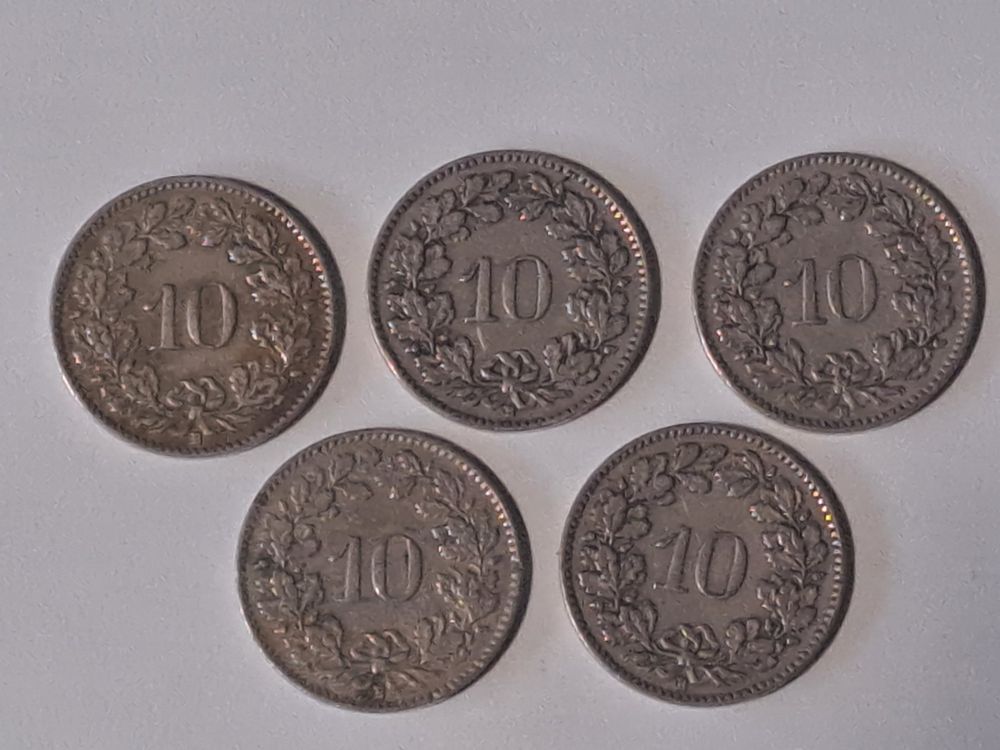 5× 10Rp. Franken 1927 (Gebraucht) in Bitsch für CHF 2 – mit Lieferung auf Ricardo kaufen