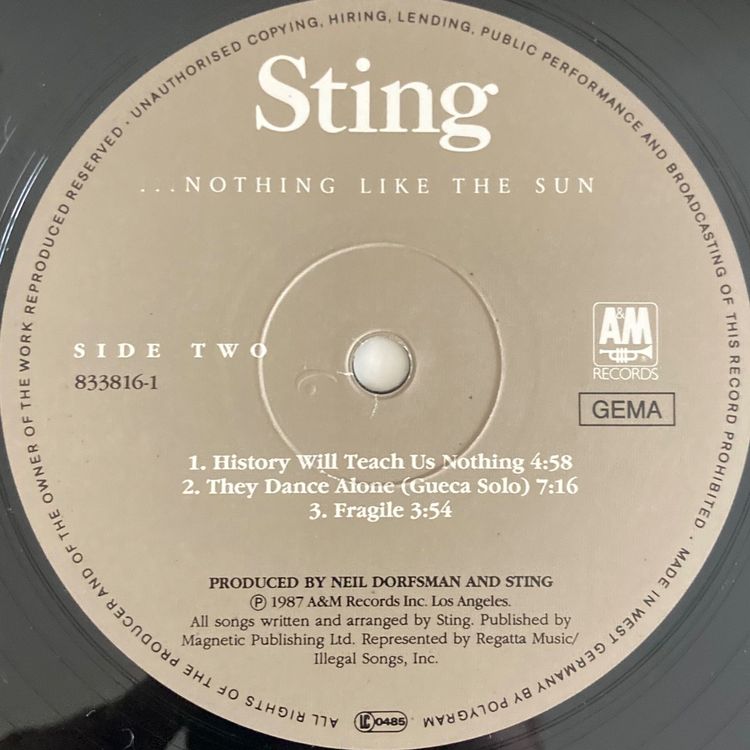 STING - Nothing like the Sun Doppel-LP *1987 *MINT* (Neu (gemäss Beschreibung)) in Wettingen für ...