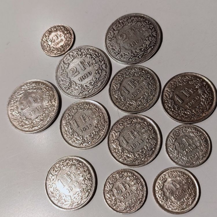 Schweiz Silber Münzen Set 1894 1910 1943 1945 1956 1960 1929 | Kaufen auf Ricardo