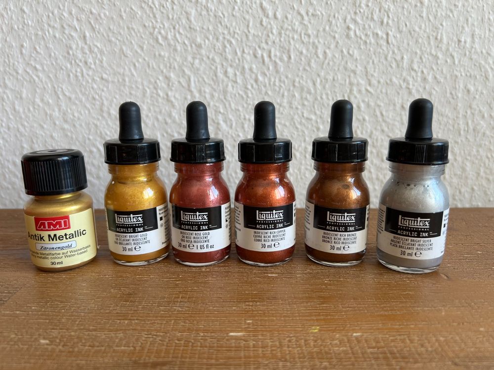 5 Liquitex Acryl Iridescent Tuschen Acrylic Ink + Antik Gold | Kaufen ...
