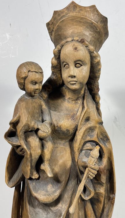 Grosse Antike Heilige Madonna mit Baby Holz Skulptur (Gebraucht) in Root für CHF 100 – mit ...