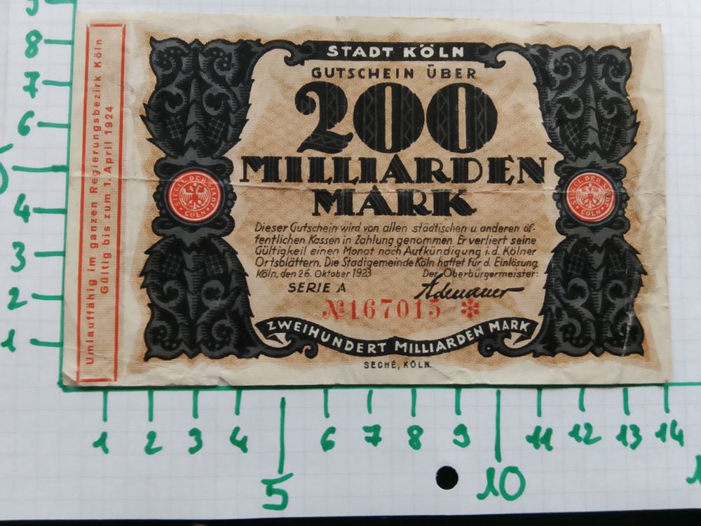Bon historique Cologne 200 milliards marks 1923 (Gebraucht) in Vésenaz ...