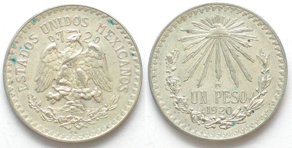 MEXIKO. 1 Peso 1920 Silber Erhaltung unz (Gebraucht) in Riehen für CHF ...
