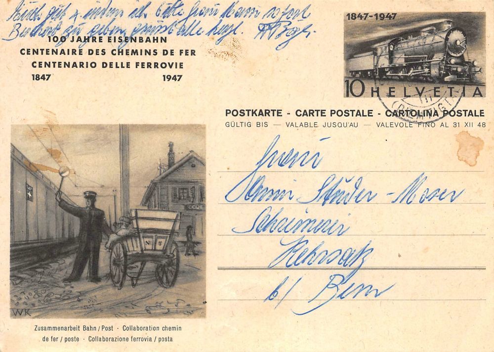 Postkarte 100 Jahre Eisenbahn 1947 | Kaufen auf Ricardo