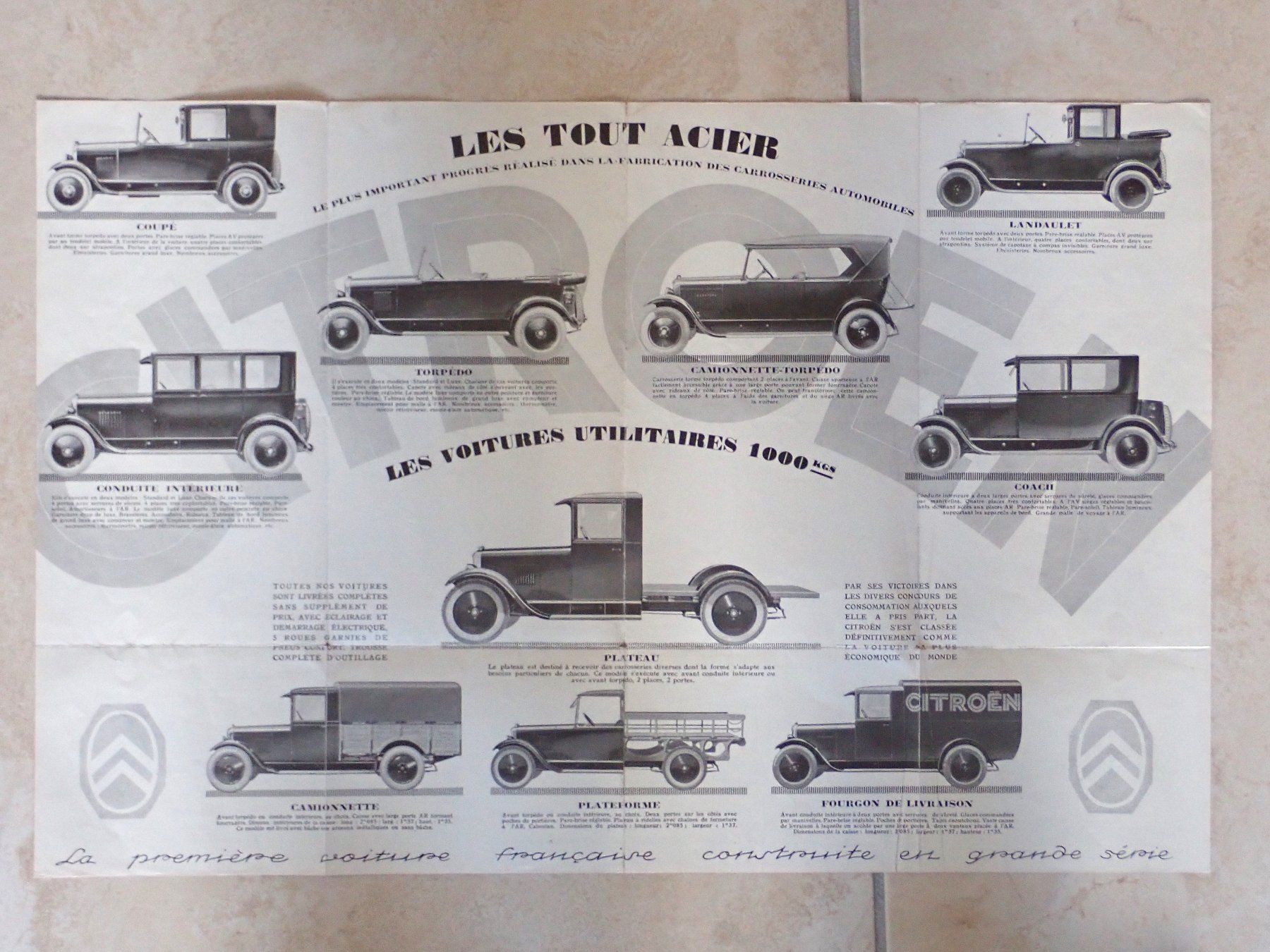 Citroen 10 HP - Original-Prospekt ca 1927 - AC 370 - A007 (Gebraucht ...