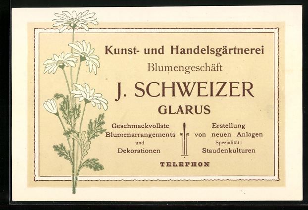 Vertreterkarte Glarus, J.Schweizer, Kuns | Acheter sur Ricardo