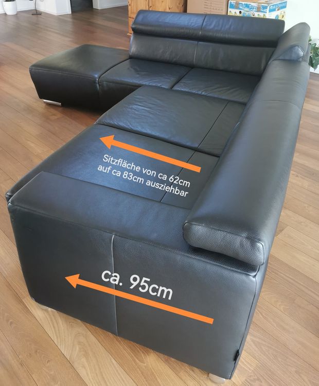 Echtleder Ecksofa mit Hocker von Ultsch Polstermöbel (Gebraucht) in ...