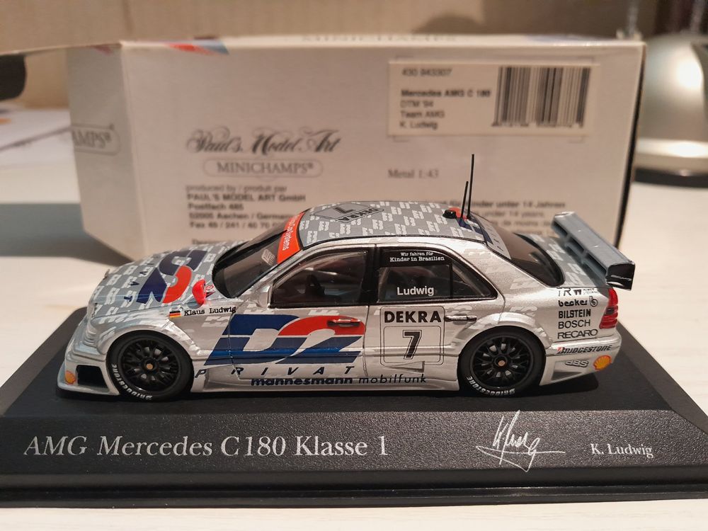 Minichamps 1:43 Mercedes C180 Ludwig DTM 1994 3 Aussenspiege (Neu und ...