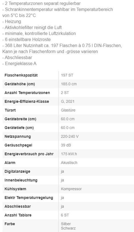 Weinklimaschrank Novamatic KSWF 765.2-IB | Kaufen auf Ricardo
