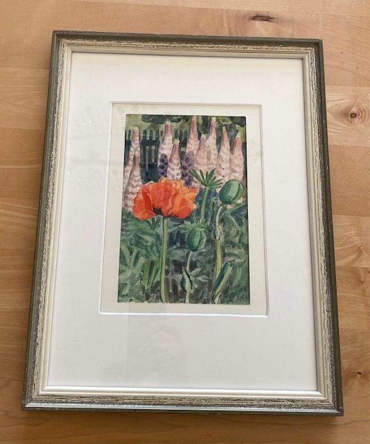 Aquarell "Mohn und Lupinen "von Bruno Hesse | Kaufen auf Ricardo