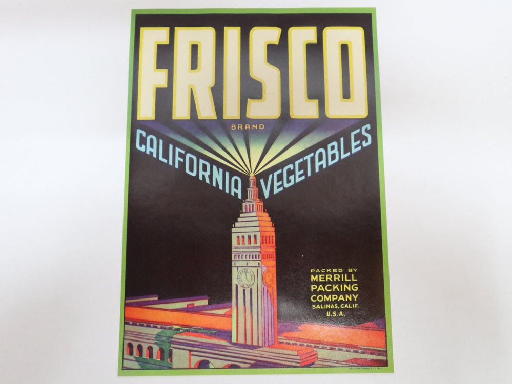 50's Werbung Frisco California Vegetables Salinas USA Label (Neu ...