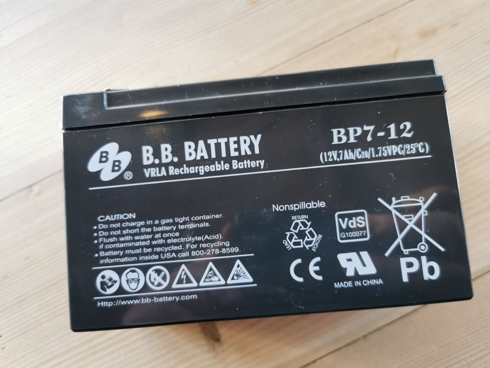 B.B. Battery 12V 7Ah Akku, AGM Bleiakku, BP7-12, Pol T2... (Gebraucht ...
