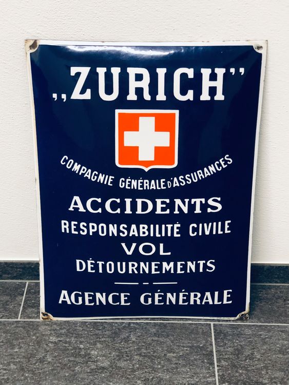 "ZURICH" AGENCE GÉNÉRALE Emailschild | Kaufen auf Ricardo