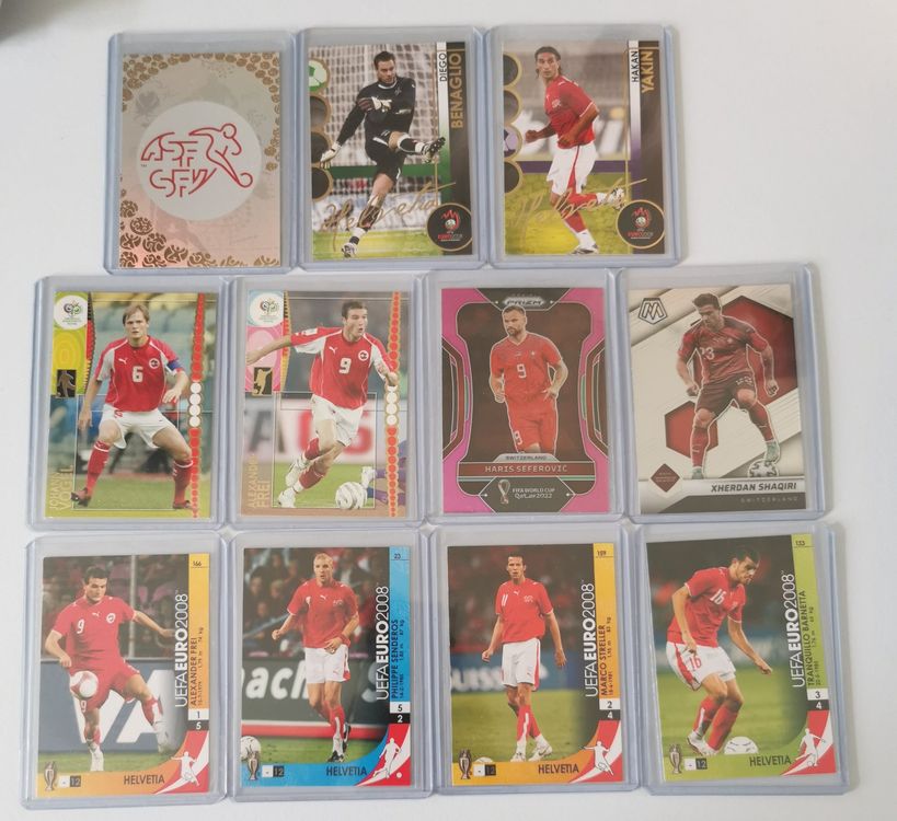 11x Panini WM 2006 & EM 2008 & WM 2022 Schweiz Karten Lot (Gebraucht ...