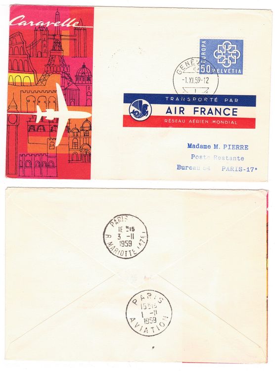 Vol Air France Genève-Paris du 1.11.1959 (R.F. 59.10.b) (Gebraucht) in ...