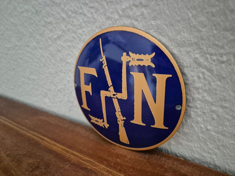 Emailschild FN Motorrad Werkstatt Garage Logo Emaille Schild (Neu ...