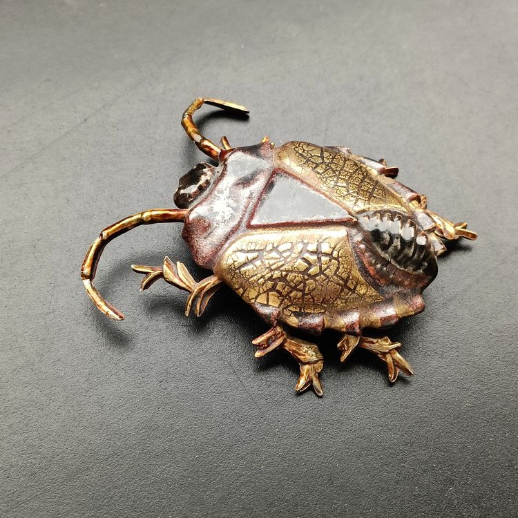 Wunderschöne Brosche Käfer gold schwarz Emaille Handarbei... (Gebraucht ...