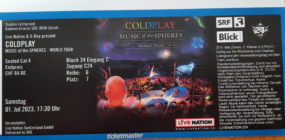 COLDPLAY Samstag 1. Juli - 1 Sitzplatz | Kaufen auf Ricardo COLDPLAY Samstag 1. Juli - 1 Sitzplatz | Kaufen auf Ricardo