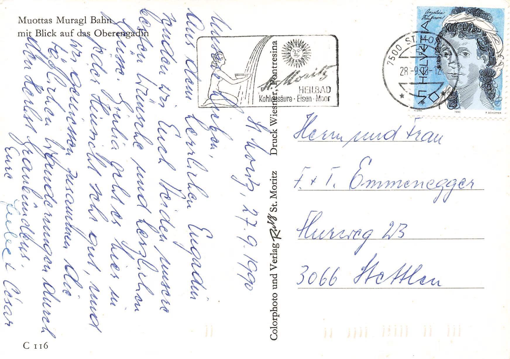 Muottas Muragl (GR) – Standseilbahn mit Blick Oberengadin (Usato) a ...