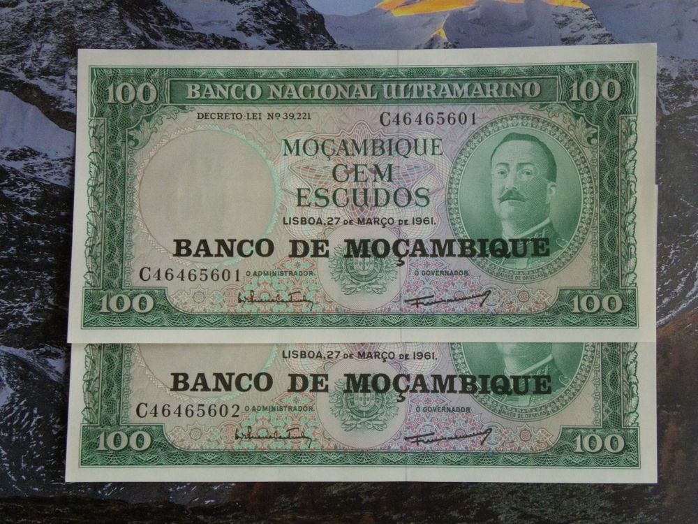 Mozambique 100 Escudos 1961, P-117, UNC,Numeros Consecutivos | Kaufen auf Ricardo