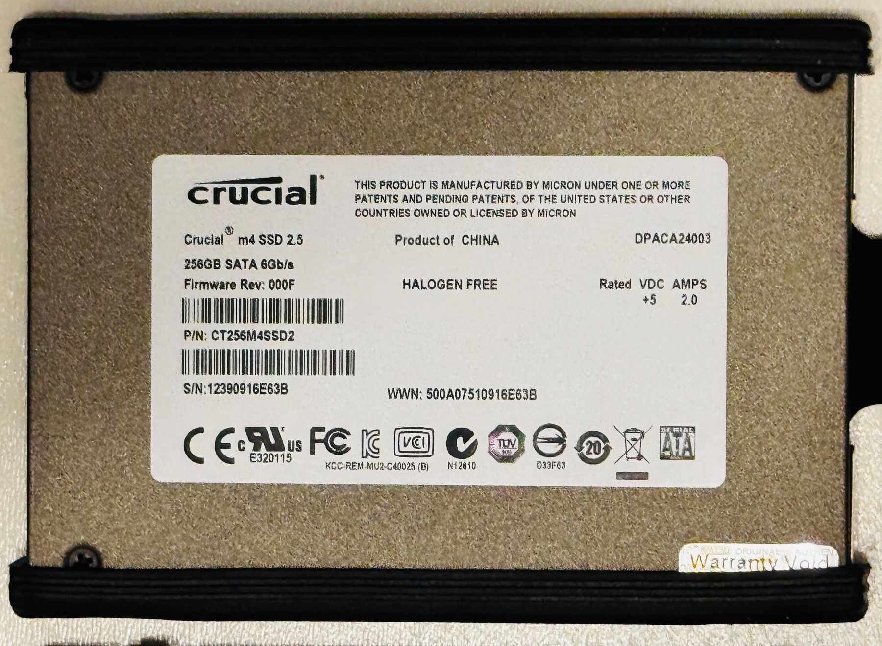 CRUCIAL M4 SSD 2.5” - 256GB SATA 6Gb/s (CT256M4SSD2) (D'occasion) à ...