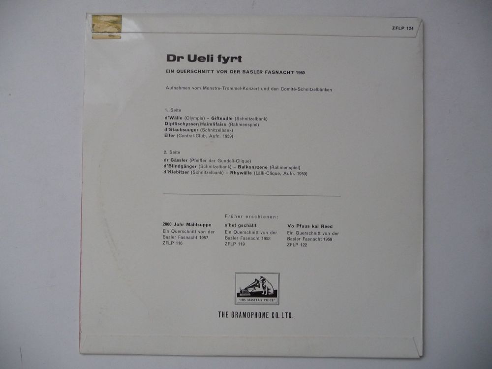 EP, DR UELI FYRT - 50 JOHR FASNACHTS-COMITE BS FASNACHT 1960 (Gebraucht ...