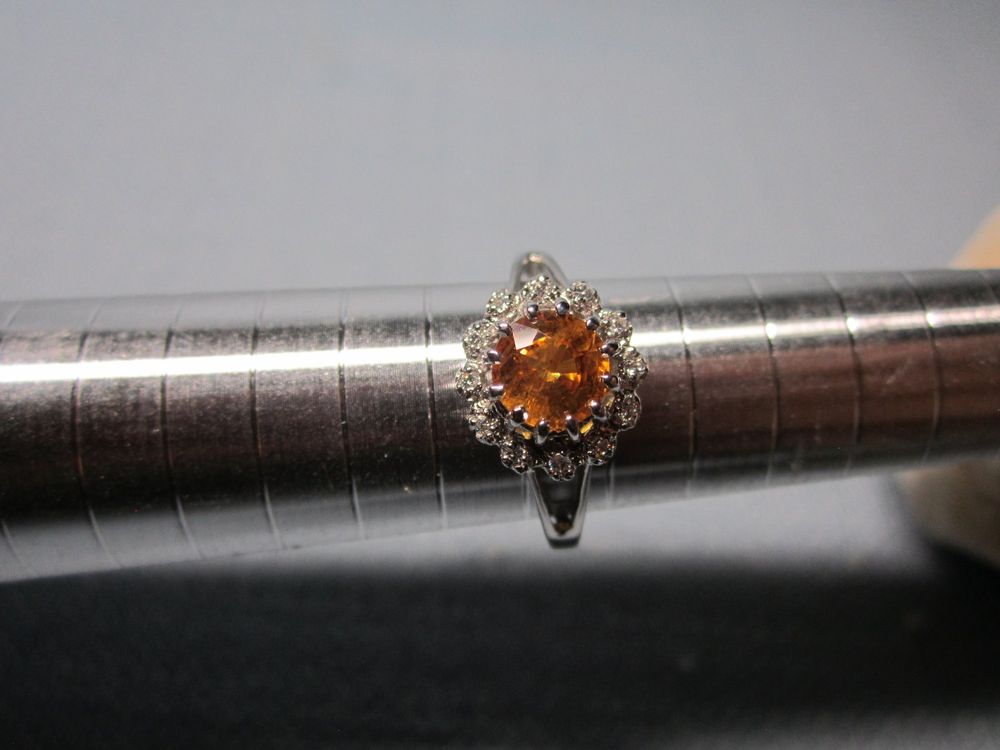 NEU vergold. Silberring (925): Citrin + Weisser Saphir | Kaufen auf Ricardo