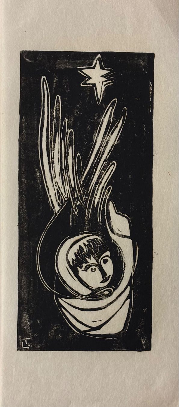 Lill TSCHUDI (1911-2004), Linolschnitt, Weihnachten, Engel (Gebraucht ...