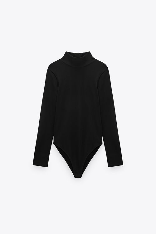 Zara Black Open Back Turtleneck Bodysuit S (Neu (gemäss Beschreibung ...
