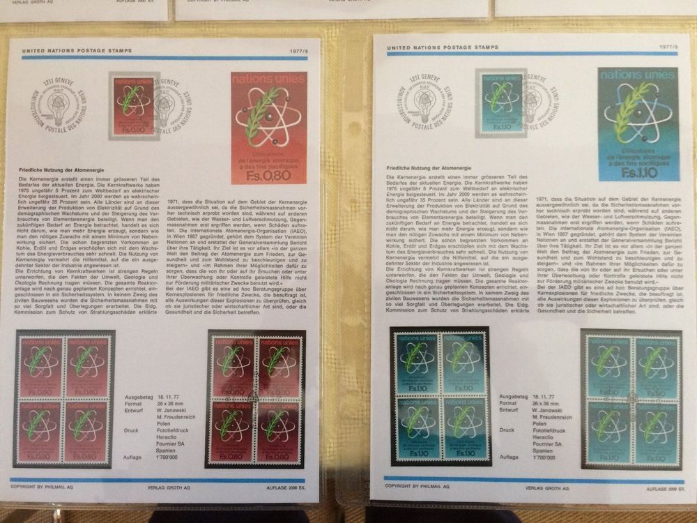 9 BL. UNION NATIONS POSTAGE STAMPS 1977 (Neu (gemäss Beschreibung)) in ...