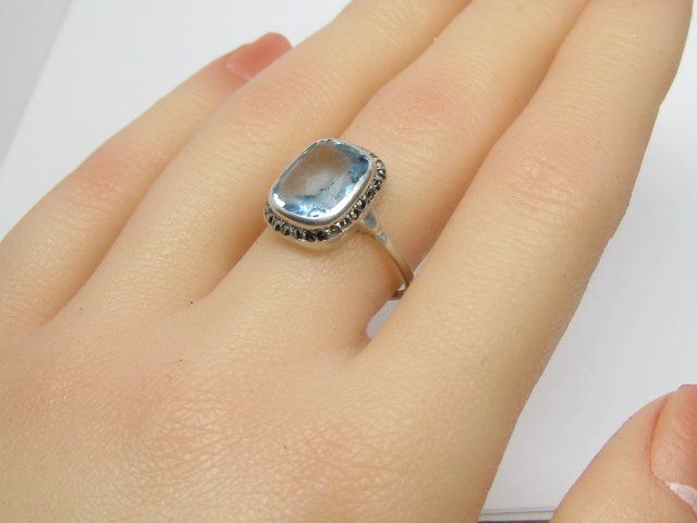 Antik Ring Silber 835 + MP blauer Stein Gr. 57 / 3.5 g (Gebraucht) in ...