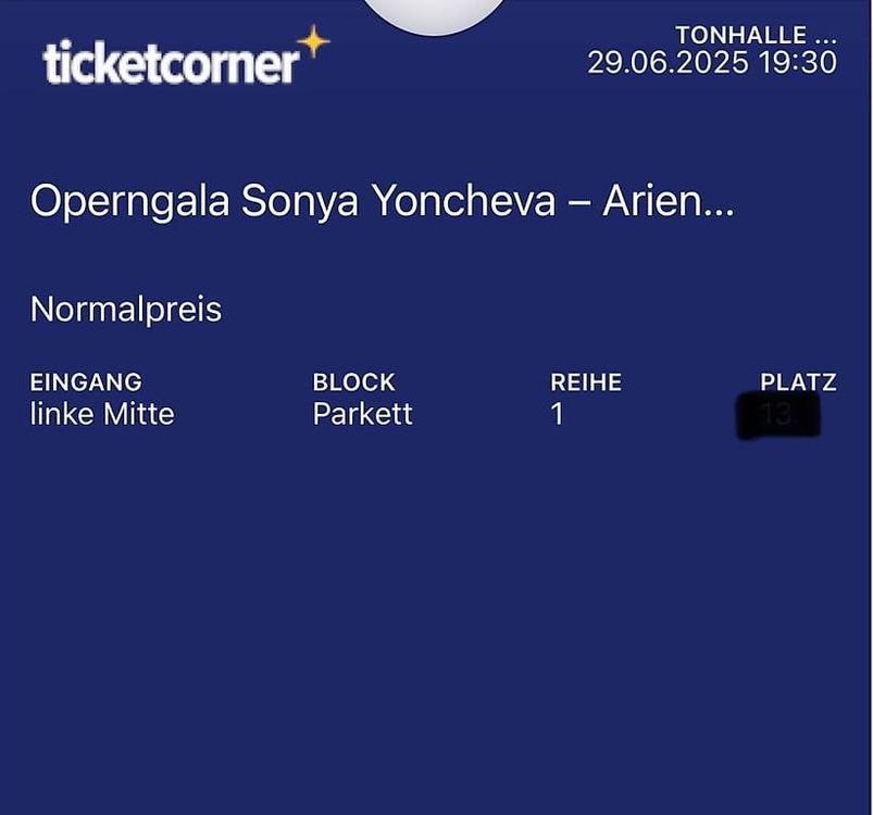 Konzertticket Operngala mit Sonya Yoncheva (Gebraucht) in Remetschwil ...