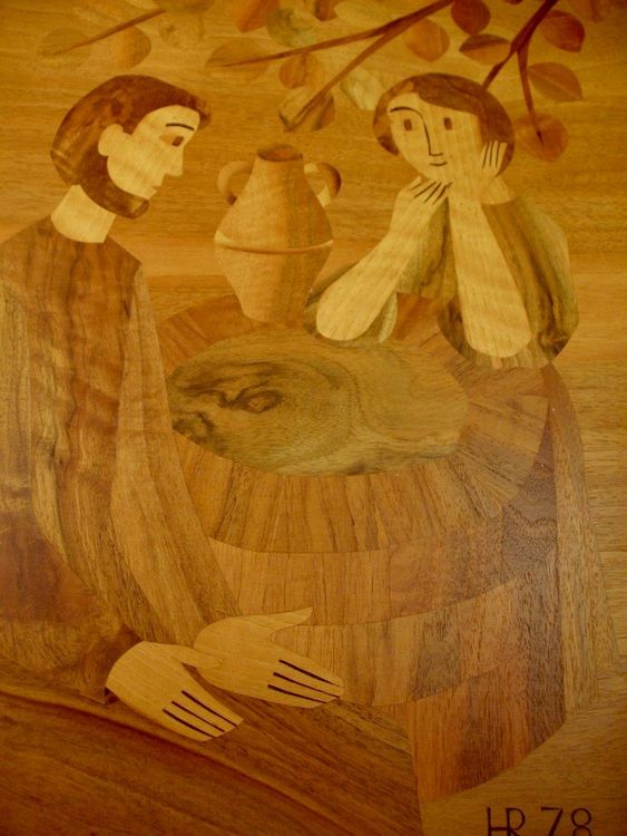 Holz Intarsien Bild Jesus Am Jakobsbrunnen Frau aus Samaria (Usato) a ...