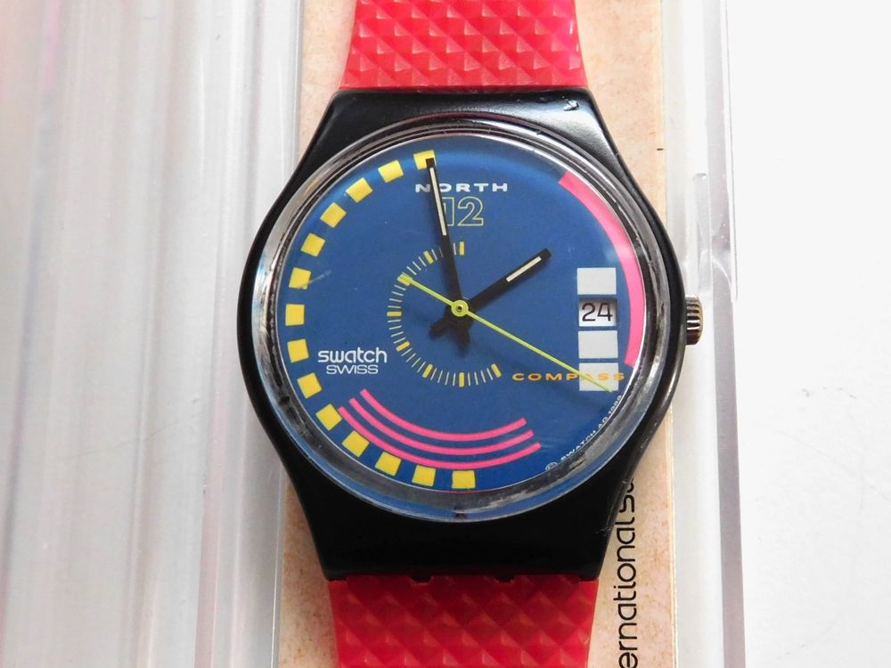 Swatch 1989 GB412 Traffic Jam Uhr läuft Datum 80er bunt (Gebraucht) in ...