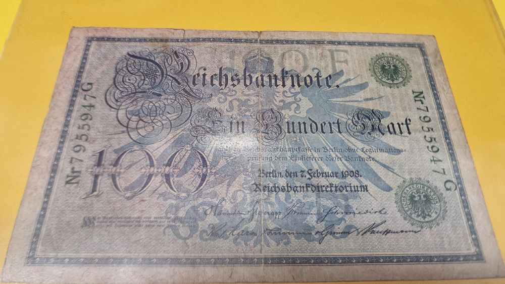 Reichsbanknote Hundert Mark 1908, Nr. 7955947G | Kaufen auf Ricardo