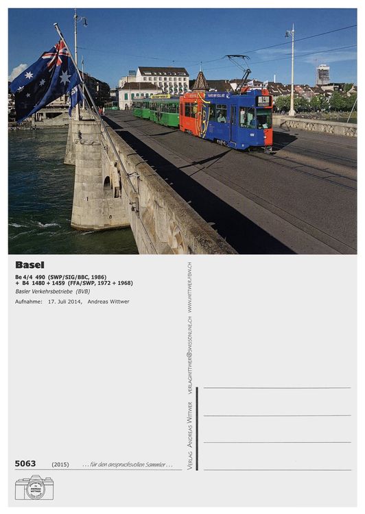 Basel Mittlere Brücke Rhein Tram Bvb Be 4 4 B4 B4 Fcb Kaufen Auf