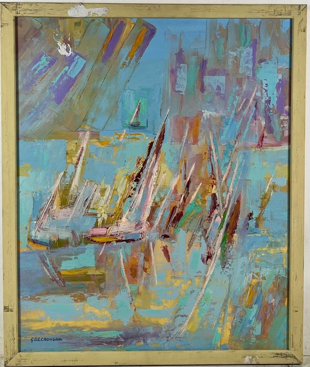 Abstrakte Farbenfrohes Gemälde , Unleserlich Signiert | Kaufen auf Ricardo