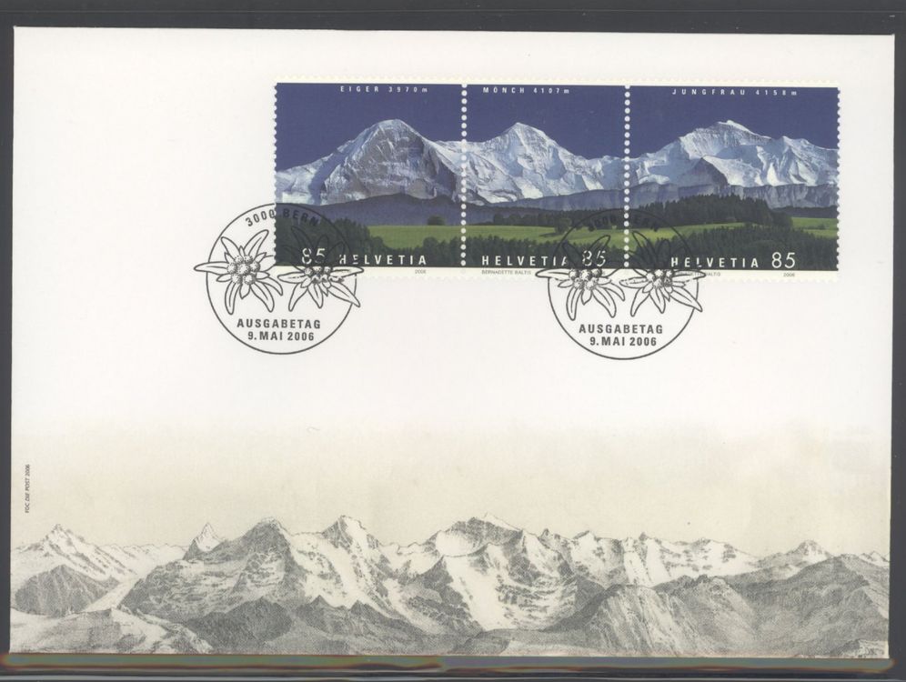 2006, FDC, Sehenswürdigkeiten Schweiz – Bergpanorama (Gebraucht) in Willisau für CHF 3 – mit ...
