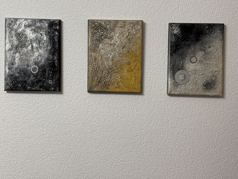 Handgemalte 3er Set abstrakte Acryl Gemälde Bilder Unikat. | Kaufen auf Ricardo