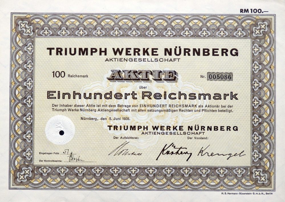 Triumph Werke Nürnberg AG, Nürnberg - 1935 (Gebraucht) in Solothurn für ...