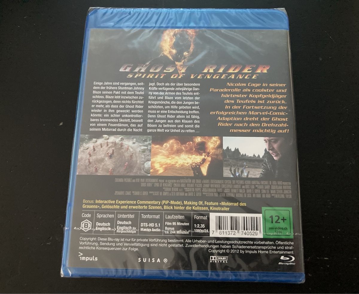 Blu-Ray Neu Ghost Rider Spirit Vengeance Marvel Comic Film (Neu und ...