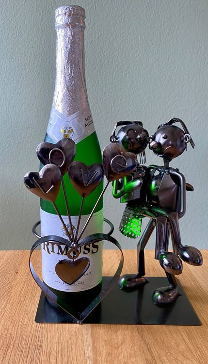 Metall Deko Liebespaar Flaschenhalter Herz Hochzeit Geschenk (Neu ...