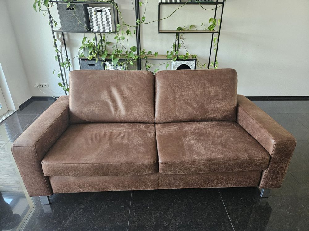 Gemütliches braunes 2-Sitzer Ledersofa im Vintage-Stil (Gebraucht) in Busswil BE für CHF 1 – nur ...