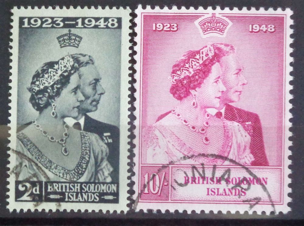 BRITISH SOLOMON ISLANDS 1949: Silberhochzeit GV/Elizabeth, O (Gebraucht ...