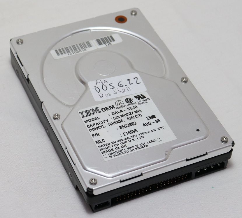 IBM DALA-3540 540MB IDE Harddisk 3.5", funktioniert, Retro (Gebraucht ...