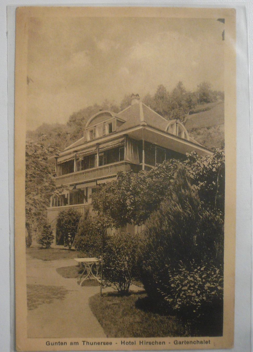 s/w AK GUNTEN, Hotel Hirschen (Gebraucht) in Oberhofen am Thunersee für ...