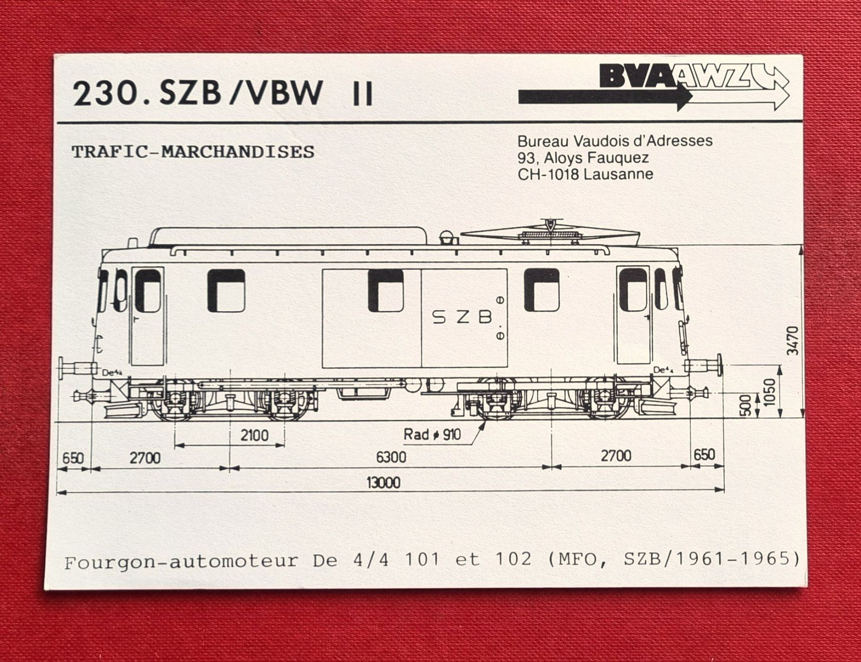 SZB / VBW Fourgon Automoteur De 4/4 (SZB 1961-1965) (Gebraucht) in ...