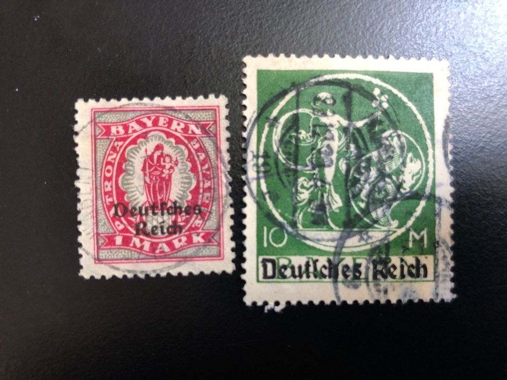 2 timbres oblitérés Deut. Reich 1920 (D'occasion) à Charmey (Gruyère ...